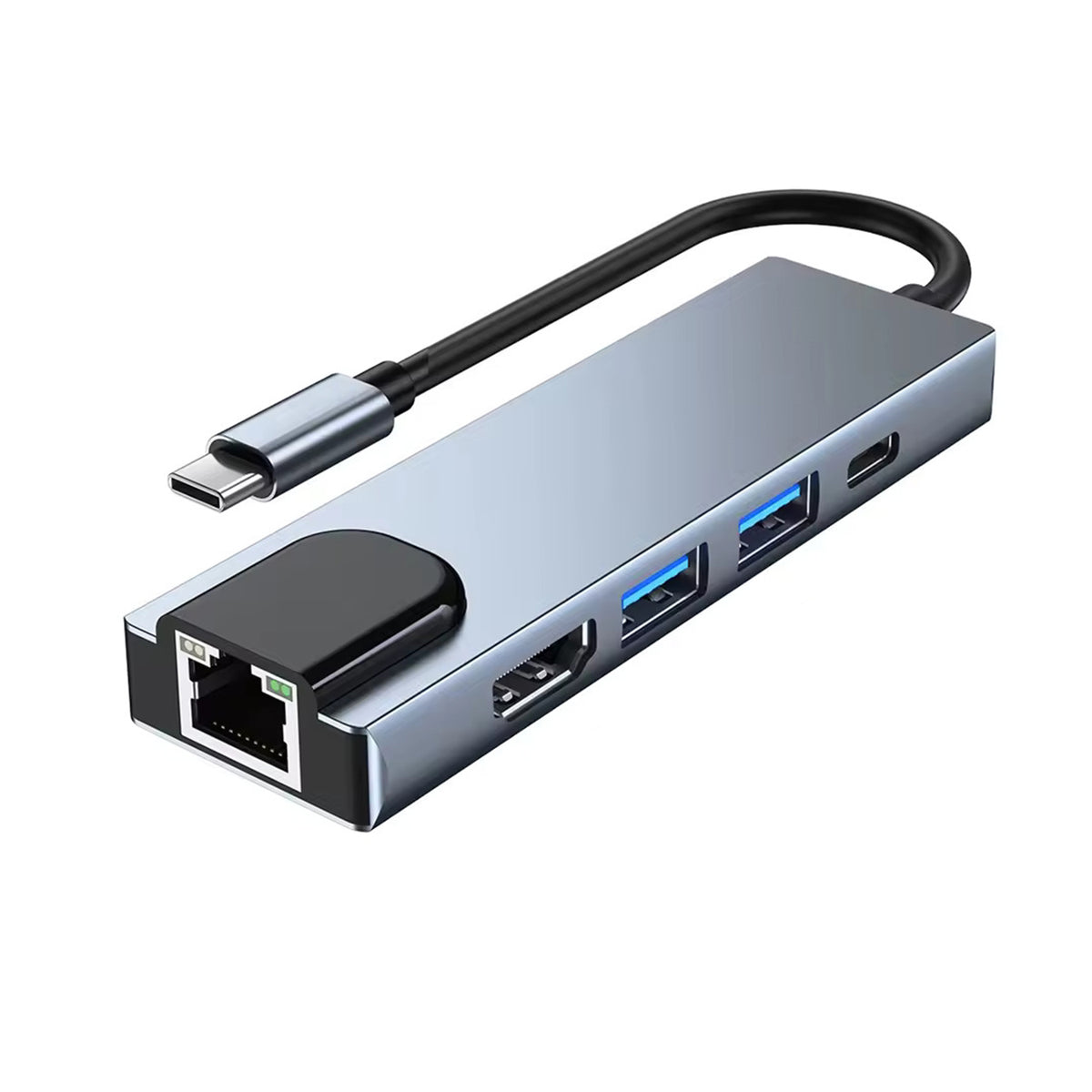USB-C to 5-Port Hub (HDMI, RJ45 Ethernet, 2x USB, Type-C), 5 in 1 Adap — Epsilon PC