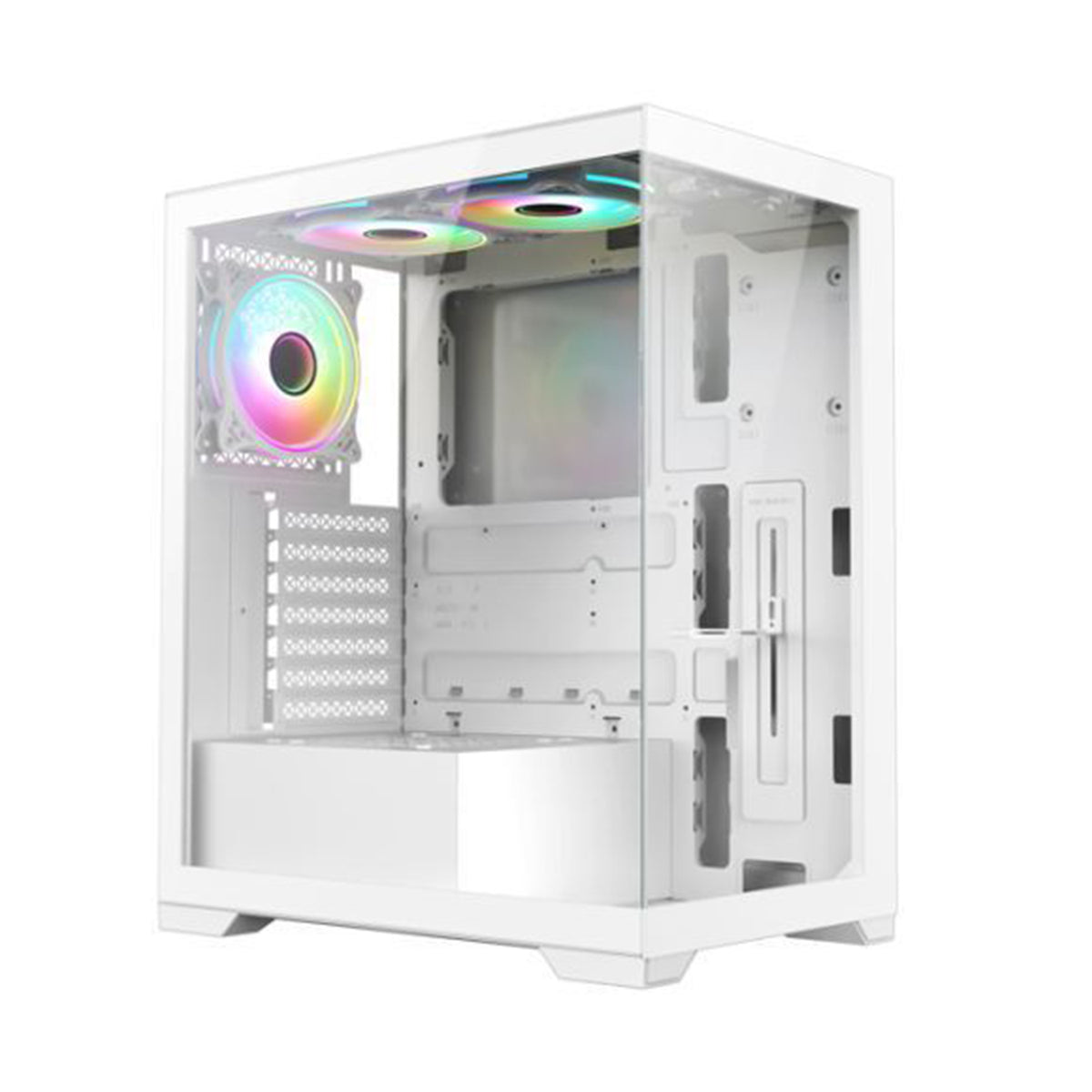 Vida Vetro White ARGB Gaming PC Case w/ Glass Front & Side, ATX, 3x AR ...