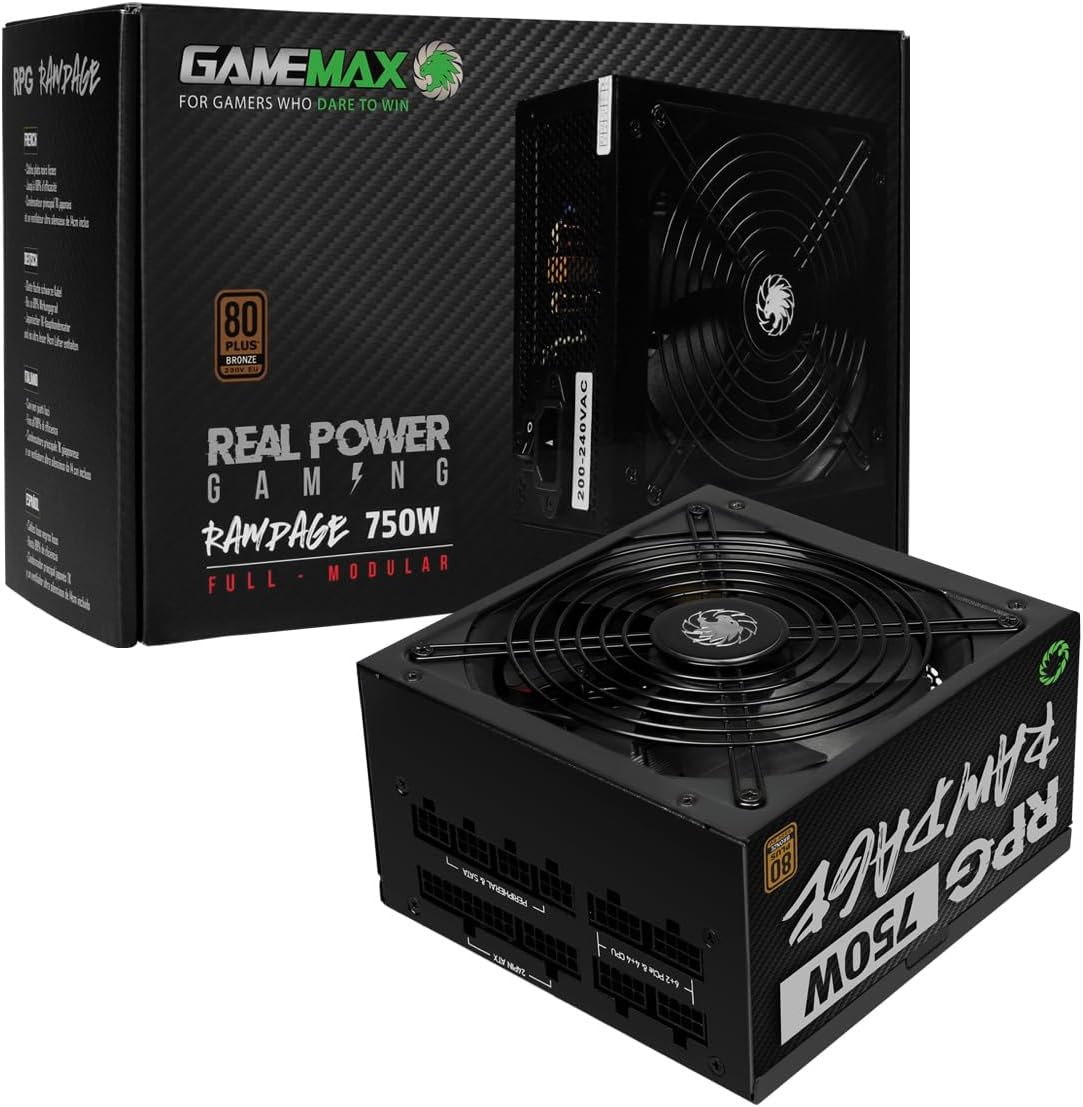 GameMax 750W Rampage Gaming PSU Fully Modular 80+ Black Wired Bronze P — Epsilon PC