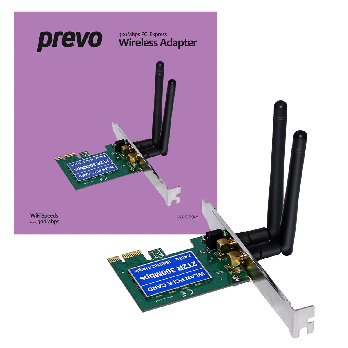 Prevo 300mbps N300 PCI Express Wireless Adapter with Additional Low Pr ...