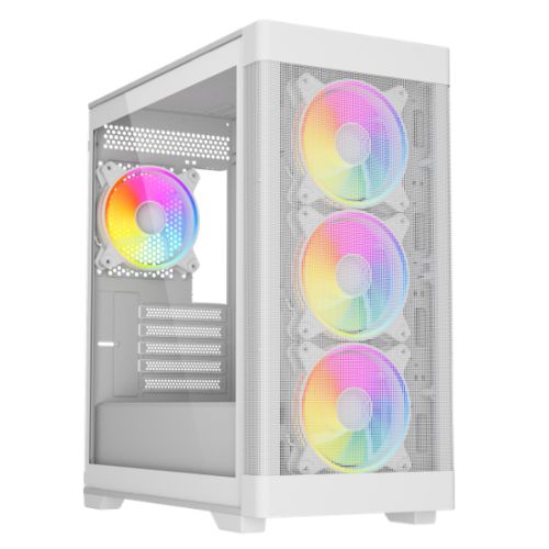 Vida Zephyr V2 White ARGB PC Gaming Case, Micro ATX, ARGB Fans, Mesh ...