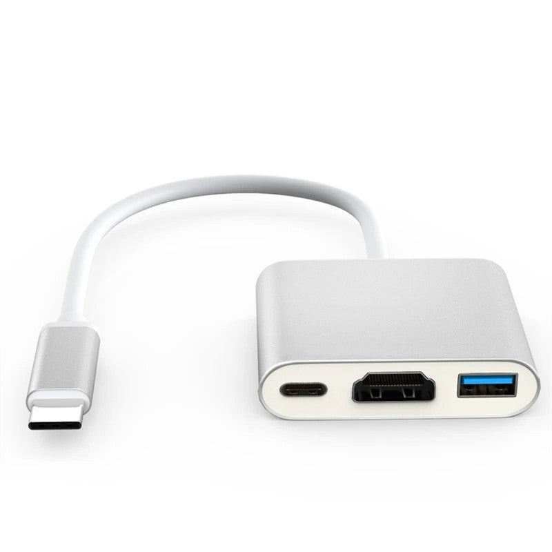USB-C to Hub Adapter, Type-C (Male) to HDMI, USB, Type-C (Female) Adap ...