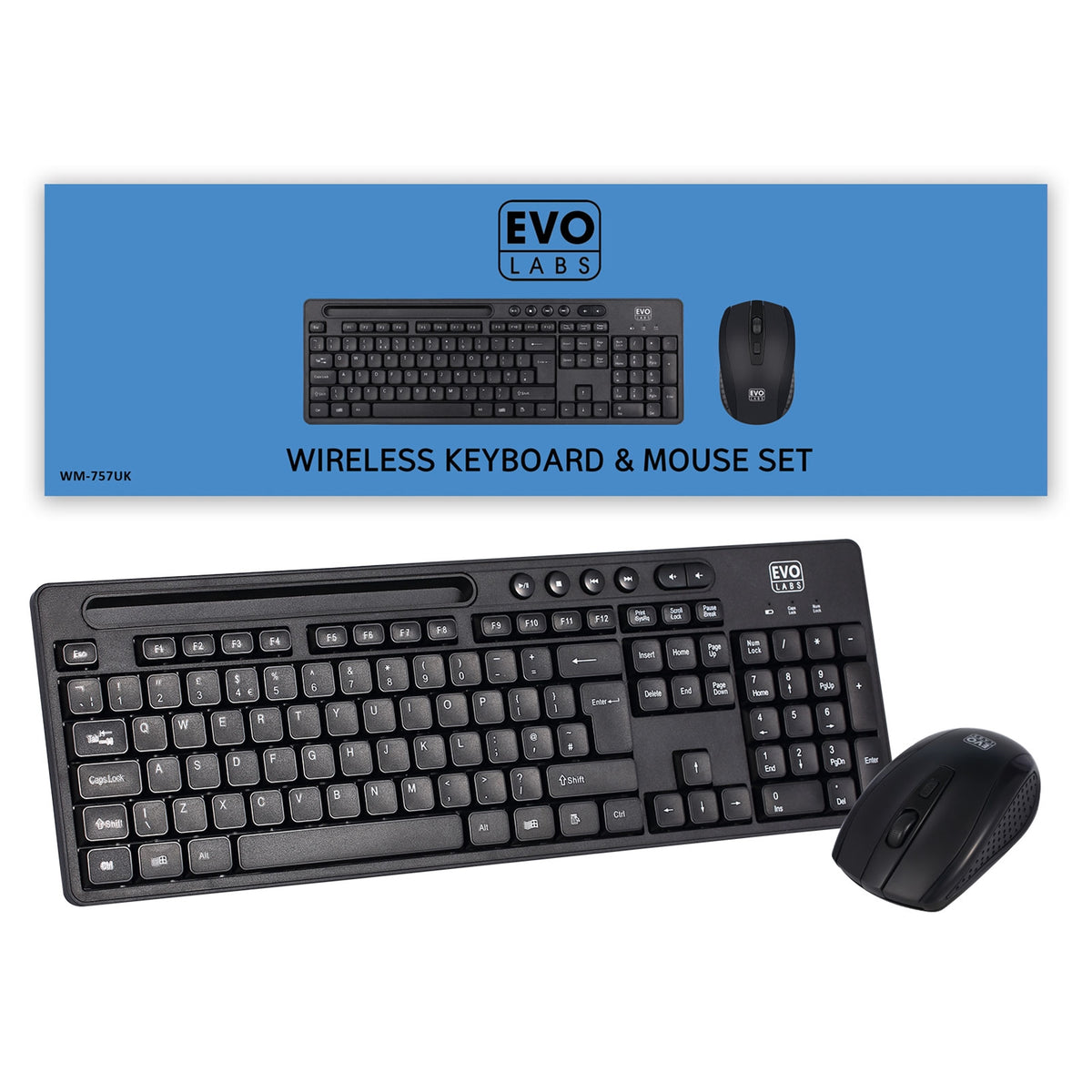 Evo Labs Wireless Keyboard and Mouse Set, Integrated Tablet/ Mobile/ S ...